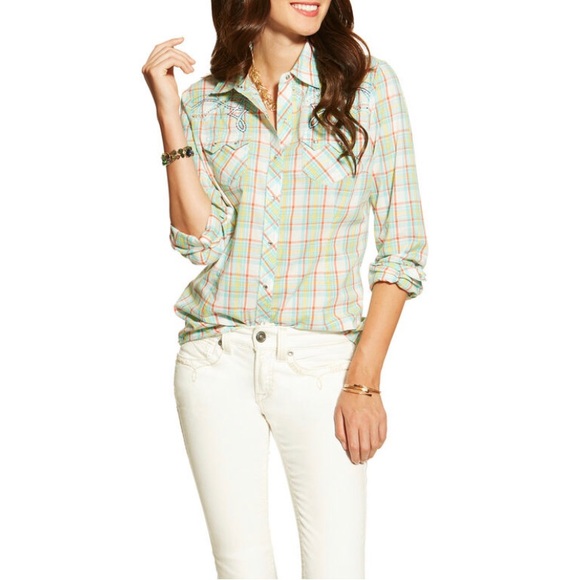 Ariat | Tops | Ariat Womens Highway Plaid Snap Shirt Xxl | Poshmark